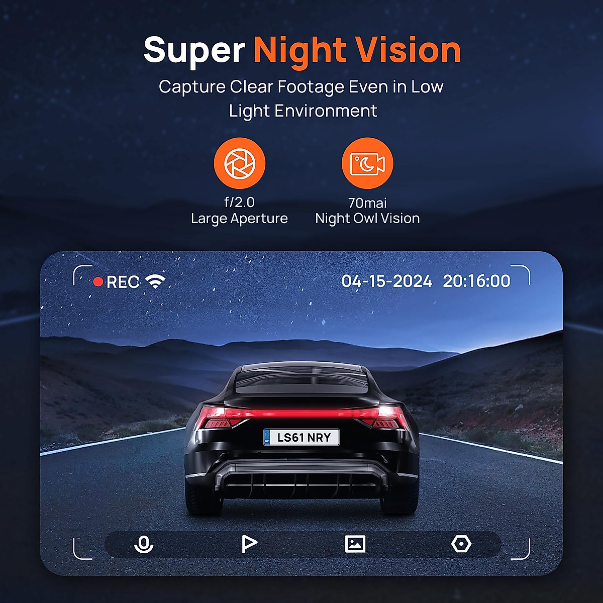 70mai Dash Cam M310, Dash Camera for Cars 1296P QHD, Smart Dash Cam Front Built in WiFi, 130° Wide-Angle FOV, WDR, Night Vision, iOS/Android Mobile App, Loop Recording, Parking Monitor, Time-Lapse