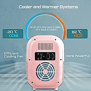 VNIMTI Mini Skincare Fridge 8 Liter, Portable Small Compact Refrigerator Mirror Makeup Fridge with AC/DC Power, Perfect for Bedroom, Office, Car, Outdoor (Mirror - Pink)