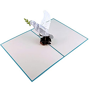 iGifts And Cards Inspirational White Dove with Olive Branch 3D Pop Up Greeting Card - Religious Sympathy Card, Condolences Card, Congratulations Ordination Gift, Beautiful Priest Appreciation Present