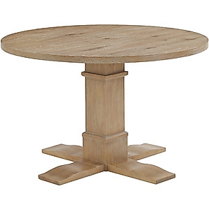 Crosley Furniture Joanna Modern Farmhouse Round Wood Dining Table, Rustic Brown
