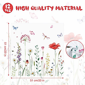 12 Pcs Spring Cloth Napkins Floral Napkins 20'' x 20'' Washable Dinner Napkins Tea Party Napkins for Kitchen Party Wedding Restaurant Indoor Outdoor Botanical Fresh Spring Summer