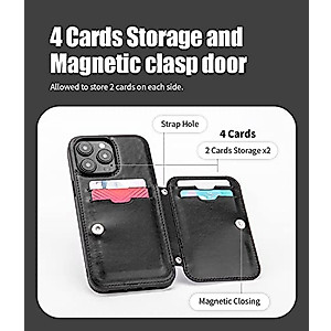 GOOSPERY Rich-Fit iPhone 14 Pro Max Crossbody Wallet Case for iPhone 14 Pro Max Case [Strap Included] with Card Holder Lanyard Magnetic Clasp [Kickstand Ring] Heavy Duty Protection, Black