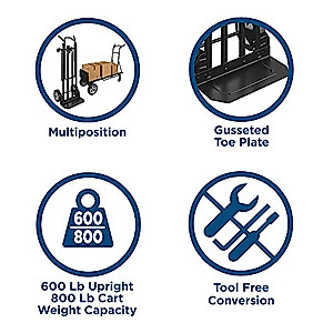 COSCO Steel 2-in-1 Hand Truck 800 lb Weight Capacity in Black