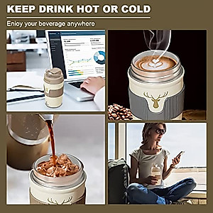 PUOENFGR Travel Insulated Coffee Mug,New Free Sip 14oz.Food Grade 316 Stainless Steel with Straw Cup Body Vacuum Anti-Scalding,Adults,Women,Kids All Like,Practical And Perfect For Gifts(Grape Purple)