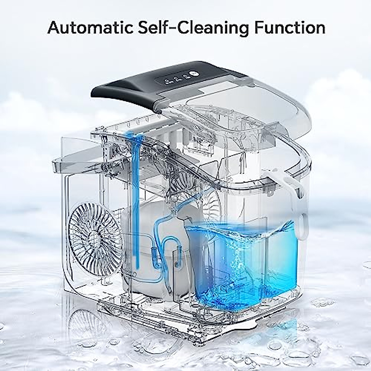 Crzoe Countertop Ice Maker Machine,Portable Ice Maker with Handle,26Lbs/24H,9 Cubes Ready in 6 Mins,Self-Cleaning Ice Makers with Ice Bags and Scoop Basket,for Home/Office