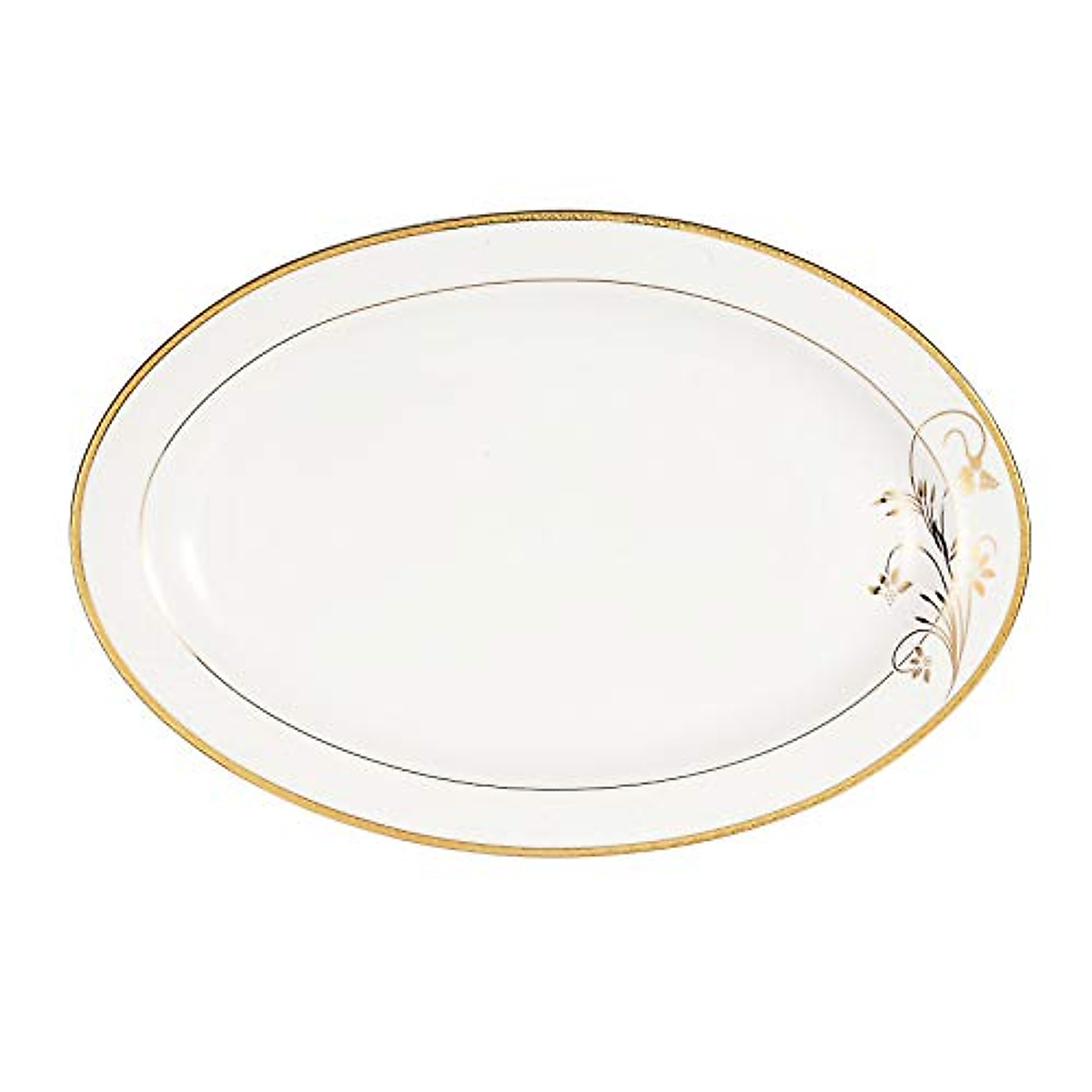 Lorren Home Trends La Luna Bone China 57-Piece 24K Gold Floral Design Dinnerware Set, Service for 8