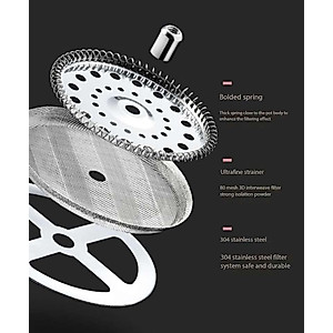 Ozzmm French Press Coffee Maker 34 Oz/8 Cups, Coffee Press and Tea Maker with Triple Filters, Heat Resistant Borosilicate Glass with Steel Plunger