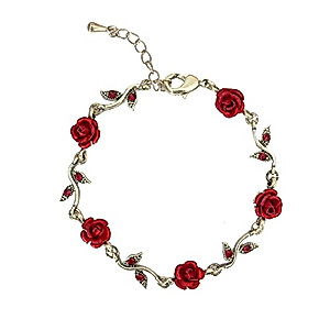 HYXITVCG Rose Bracelets for Women, Rose Charm Bracelet, Flower Bracelet Pretty Bracelet, Vintage Rose Temperament Bracelet for Women, Valentine's Day Mothers Day Christmas Birthday Gift
