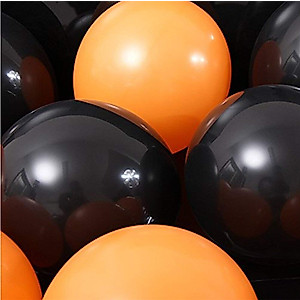 IyGnaw 100 Pcs 12 Inch Orange Black Halloween Latex Party Decoration Balloons for Hallows' Day Party Birthdays Wedding