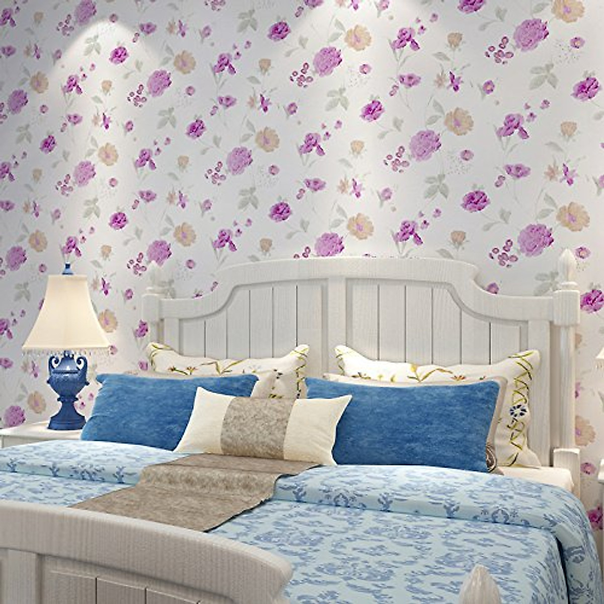 GLOW4U Self Adhesive Decorative Floral Contact Paper Drawer Shelf Liner Removable Peel and Stick Bathroom Kitchen Backsplash Wall Paper 17.7 inch by 16 Feet
