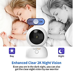 LuckSun 2K 1296P Indoor Security WiFi Camera Wireless One Button 2-Way Talk PTZ Smart Tracking Pet Baby Camera 360 View with Human & Sound Detection, Night Vision, SD Card Slot.