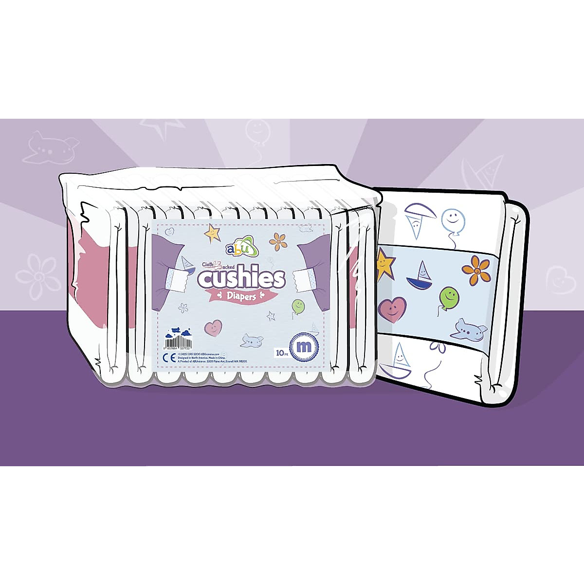 ABUniverse Cloth Backed Cushies Diapers (Pack of 10) (Large)