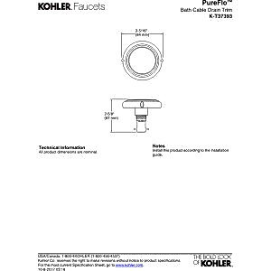 KOHLER Pureflo Bath Drain Trim - Trad Rot