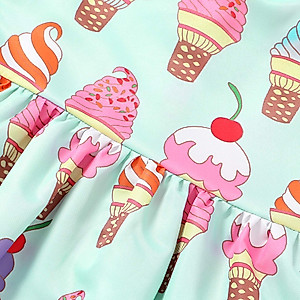 YOUNGER TREE Toddler Dresses Lemon Baby Girls Pineapple Fruit Dress Outfit Summer Girl Dress Spring Sundress (Ice Cream, 2-3 Years)