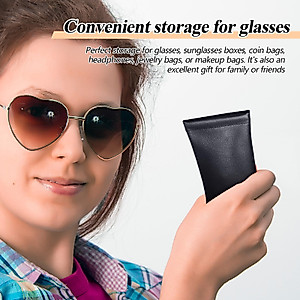 Xuhal 8 Pcs Leather Glasses Case Sunglasses Pouch Eyeglass Case Soft Squeeze Top Portable Travel Glasses Sleeve for Women Men (Black)