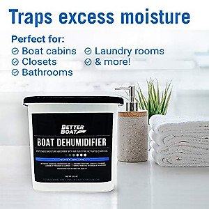 Moisture Absorber Boat Dehumidifier Moisture Absorbers Charcoal Smell Remover to Get Rid of Damp Smell & Humidity | No Refill for Basement, Closet, Home, RV or Boating Unscented Fragrance Free (4 Pack)