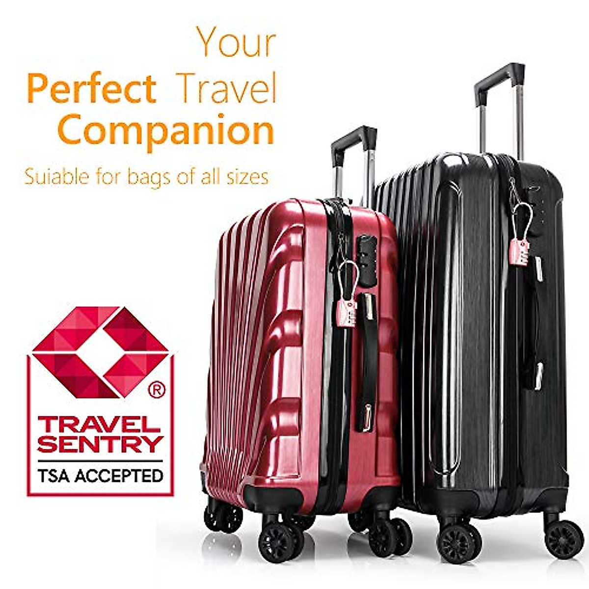 TSA Approved Luggage Locks, Easy Re-settable Combination Backpack Lock, Travel Lock for Suitcase, 1,2 & 4 Pack (Pink 2 Pack)