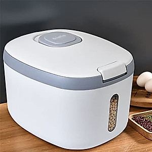 XBWEI Sealed Grain Container Airtight Rice Dispenser with Measuring Cup 5KG Rice Storage Container Pantry Storage Container ( Color : Gray , Size : 5KG )