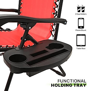 Magshion Zero Gravity Chair with Canopy Set of 2, Reclining Outdoor Patio Lounge Chair, Folding Anti Gravity Recliner, Portable Lounger with Removable Cup Holder Side Tray and Pillow Headrest (Red)