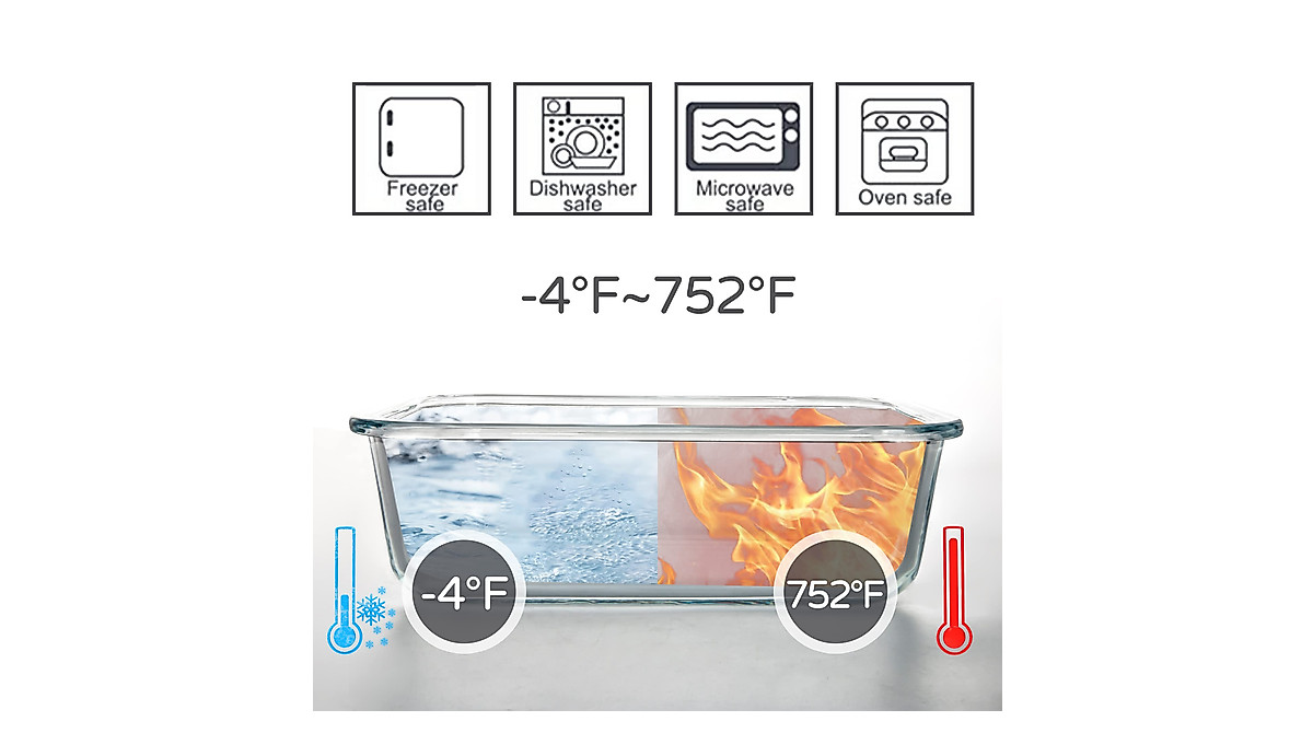 HAKEEMI 10 Pack Glass Food Storage Containers - Airtight