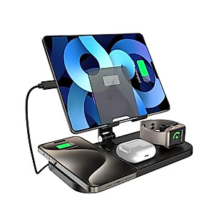 Wireless Charger 4 in 1 for Apple Charging Station for iPhone 15 Pro Max/14/13/12/11 AirPods Pro 2, iPad Stand Dock, Watch Charger for iWatch 9/8/7/6/SE, Charging Station for Apple Multiple Devices