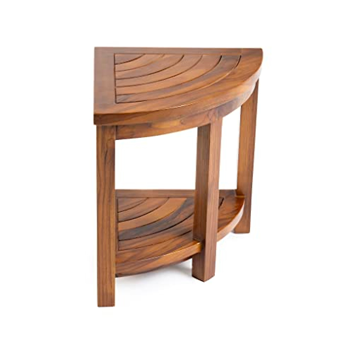 ALATEAK Corner Wood Bath Spa Shower Stool Table Bench Shelf Storage Fully Assembled 15"