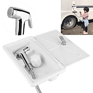 Acouto RV Exterior Shower Box Kit Exterior Shower Box Shower Head Hot Cold Switch with 2 Keys for Marine Boat RV Motorhome Caravan Camper Accessories