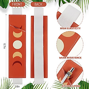 Qilery 6 Pcs Elastic Band Pen Holder for Notebook Boho Cactus Leaves Minimalist PU Leather Pen Sleeve Pouch Adjustable Pen Case for Hardcover Journals Planners Back to School Gift (Boho)