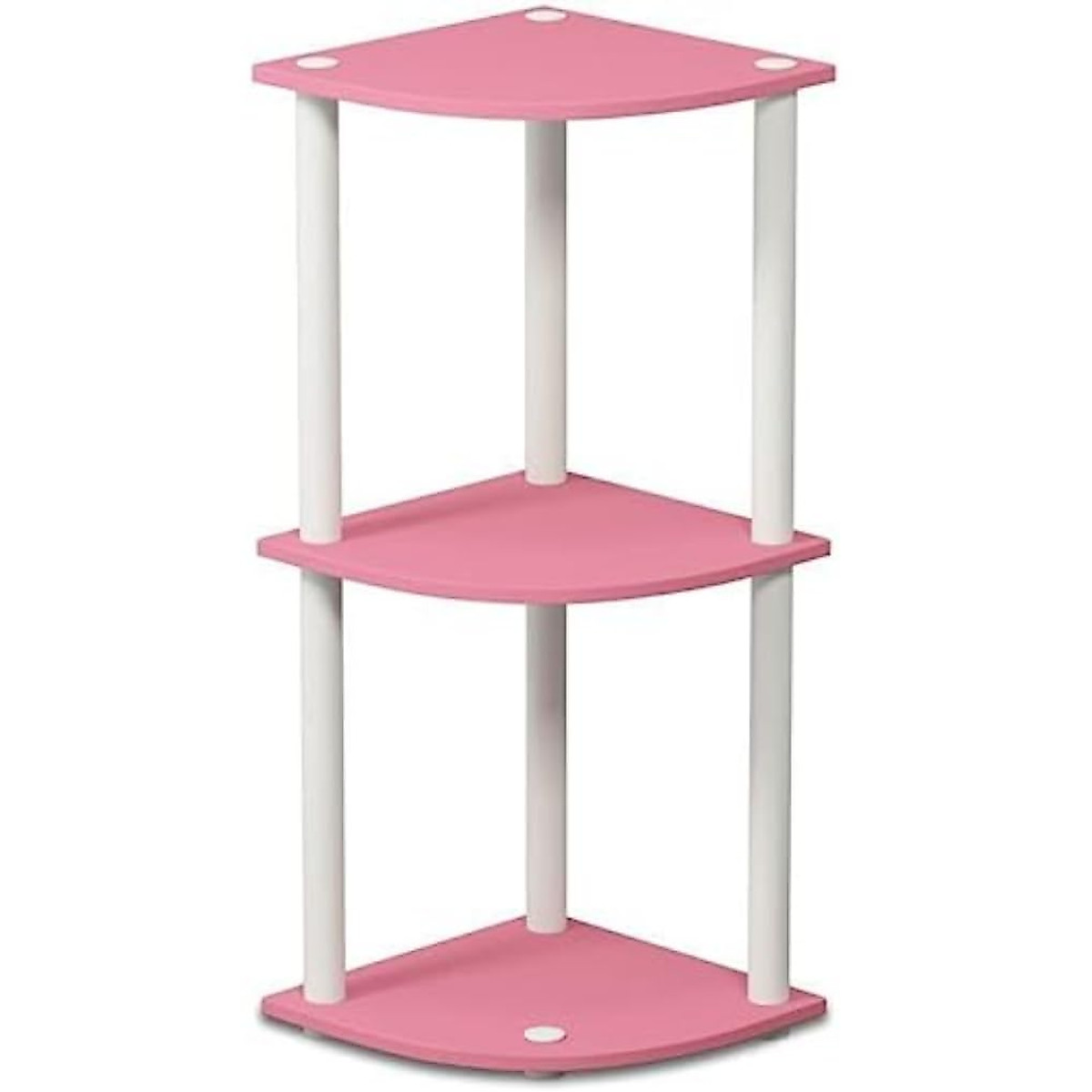 Furinno Jaya Simple Home 3-Tier Bookcase and Turn-N-Tube 3-Tier Corner Display Rack (Pink/White)
