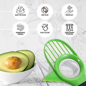 3 in 1 Avocado Slicing Tool – Avocado Cutter with Grip Handle for Fruit and Vegetables Avocado Slicer Splitter Pitter and Cutter with Comfort Handle Avocado Knife Tool for Kitchen Food Vegetable