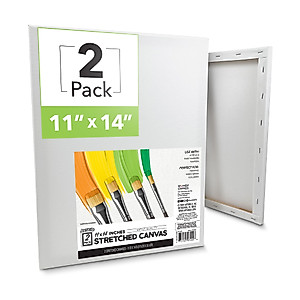 ArtSkills Stretched Canvases for Painting, 11x14 Canvas Painting Supplies for Artists, Blank Canvas Pack, 2-Pack