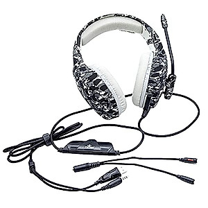 YEYIAN Force Stereo Gaming Headset Mic, Noise Cancelling Over Ear Microphone Headphones, Bass Surround, Soft Earmuffs, Compatible with PS4 Xbox One PS5 Nintendo Controller PC Laptop Games, Winter Camo