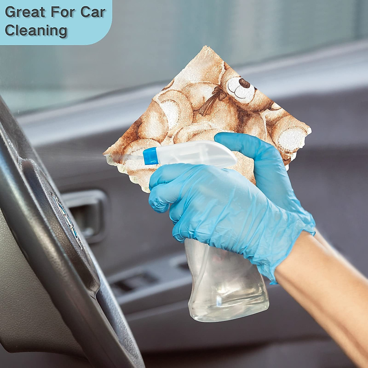 ALAZA Dish Towels Kitchen Cleaning Cloths Cartoon Lovely Bear Toy Dish Cloths Super Absorbent Kitchen Towels Lint Free Bar Tea Soft Towel Kitchen Accessories Set of 6,11"x11"