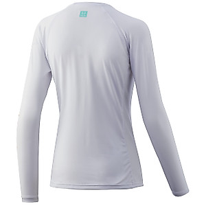 HUK Women's Pursuit Long Sleeve Performance Shirt + Sun Protection, Fishing-White, X-Large