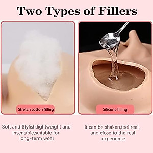 Zilasegy Plus Size Breasts Forms,Silicone Breastplate B Cup Fake Boobs for Crossdressers Transgender Drag Queen Cosplay(Yellow)