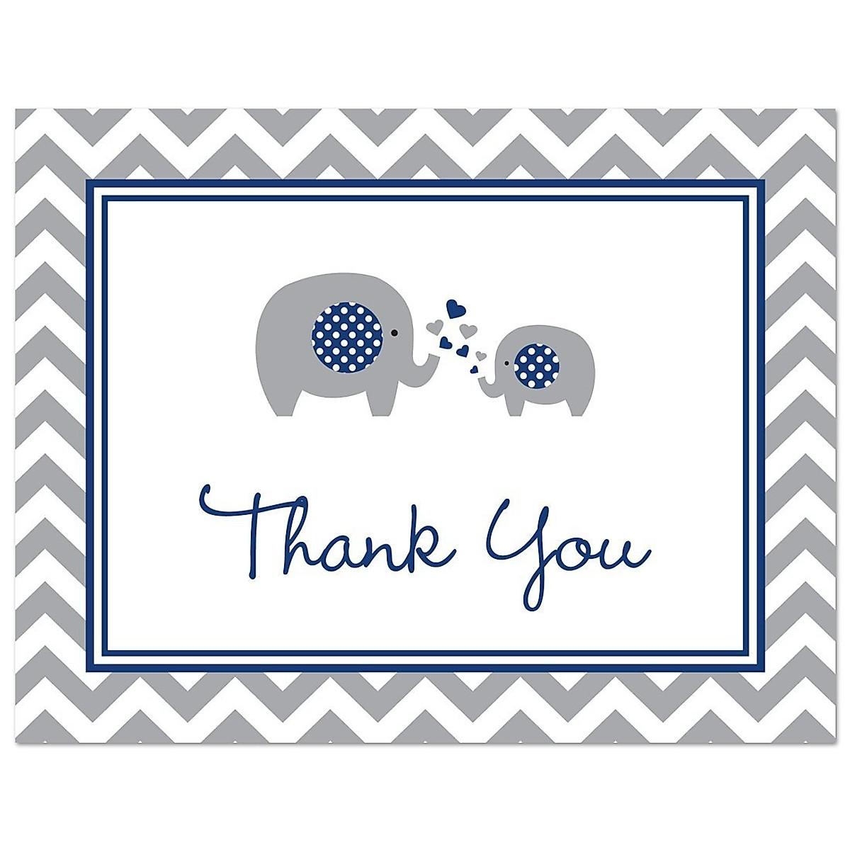 MyExpression.com 50 Cnt Navy Chevron Elephant Baby Thank You Cards
