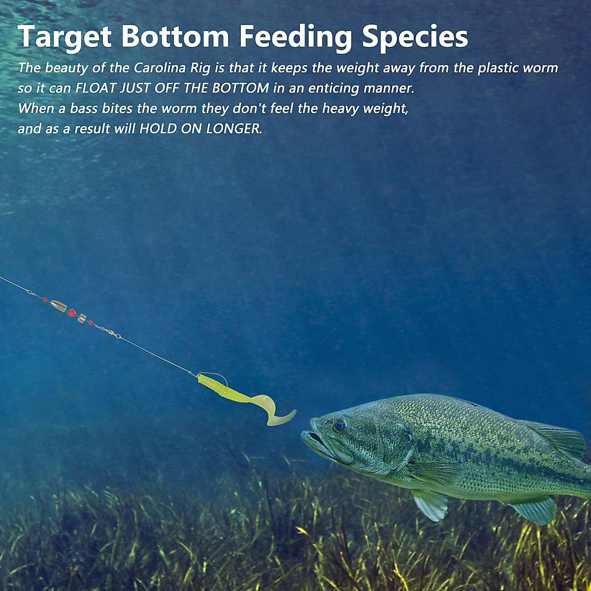 OROOTL Carolina Rig for Bass Fishing, 5pcs CRR Carolina Ready Rigs Pre-Rigged Bass Fishing Weights Carolina Keeper Tackle Sizes 1/4 3/8 1/2 3/4 1oz