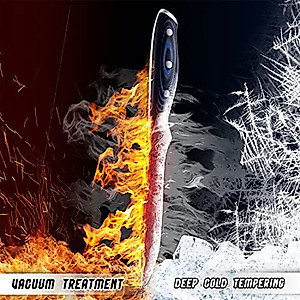 [6-Inch]Boning Knife,Fanteck Fillet Knife Damascus Japanese Pro High Carbon Steel Sharp Curved Flexible Blade Kitchen Cleaver for Fish Poultry Chicken Meat Cutting[Gift Box & Sheath]-G10 Blue Handle