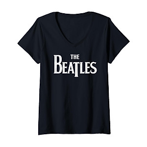 Womens The Beatles Logo V-Neck T-Shirt