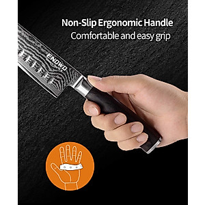 enowo Damascus Chef Knife 8 Inch with Clad Dimple,Razor Sharp Kitchen Carving Sushi Knife Made of Japanese VG-10 Stainless Steel,Gift Box,Ergonomic, Superb Edge Retention