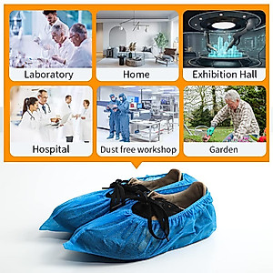 WHYJJQIAN Shoe Covers Disposable Non Slip for Indoors,Non-Woven Shoe & Boot Covers-100 Pack(50 Pairs),Shoe Booties Slip Resistant Overshoes Foot Covers with Sole Protector(Large Grey)