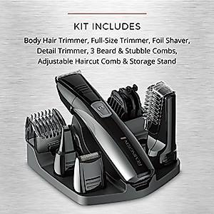 Remington Head to Toe Advanced Rechargeable Powered Body Groomer Kit, Beard Trimmer (10 Pieces), 6.3 Inch