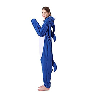 OGU' DEAL Adult Shark Onesie Cartoon Animal Jumpsuit Pajamas Christmas Shark Costumes Halloween Cosplay for Men