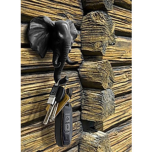 HERNGEE Elephant Head Single Wall Hook/Hanger Animal Shaped Coat Hat Hook Heavy Duty, Rustic Decorative Gift, Black