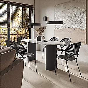 LAKIQ Modern Oval Dining Table Double Pedestal Table Solid Wood Kitchen Table Pedestal Kitchen Dining Room Table-Table Only(Black,55.1" L x 27.6" W x 29.5" H)