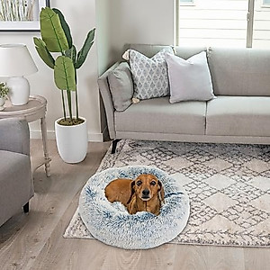 Best Friends by Sheri The Original Calming Donut Dog and Cat Bed in Shag Fur, Denim Blue, Small, 23x23