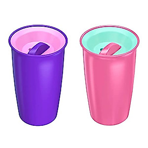 Playtex Baby Stage 2 Spoutless 360 Drinking Cups, Ages 1+, Leakproof, Spill Proof, Pink and Purple, 10 Ounce, 2 Count