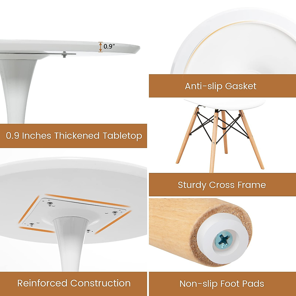 Giantex 3-Piece Dining Table Set for 2 - Kitchen Table Chairs Set with 32” Round Table, Dining Chairs, Dinette Table Set for Small Spaces, Breakfast Nook Table Set, Dining Room Table Set (White)