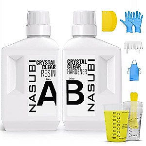 40oz Crystal Clear Epoxy Resin Kit - Non Yellowing Resin Kit for Crafts, Coating, DIY, Casting, Jewelry Making, Tumblers - 20oz Resin & 20oz Hardener with 10 pcs 8 oz Measuring Cups, Sticks and More