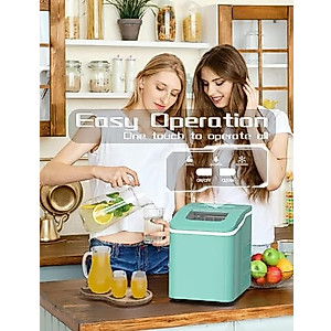 ARLIME Countertop Ice Maker Machine Portable Compact Ice Cube Maker, 9 Ice Ready in 8 Mins, 26Lbs/24H, Self-Cleaning Electric Ice Maker with Scoop and Basket for Home, Office, Party, Bar (Green)